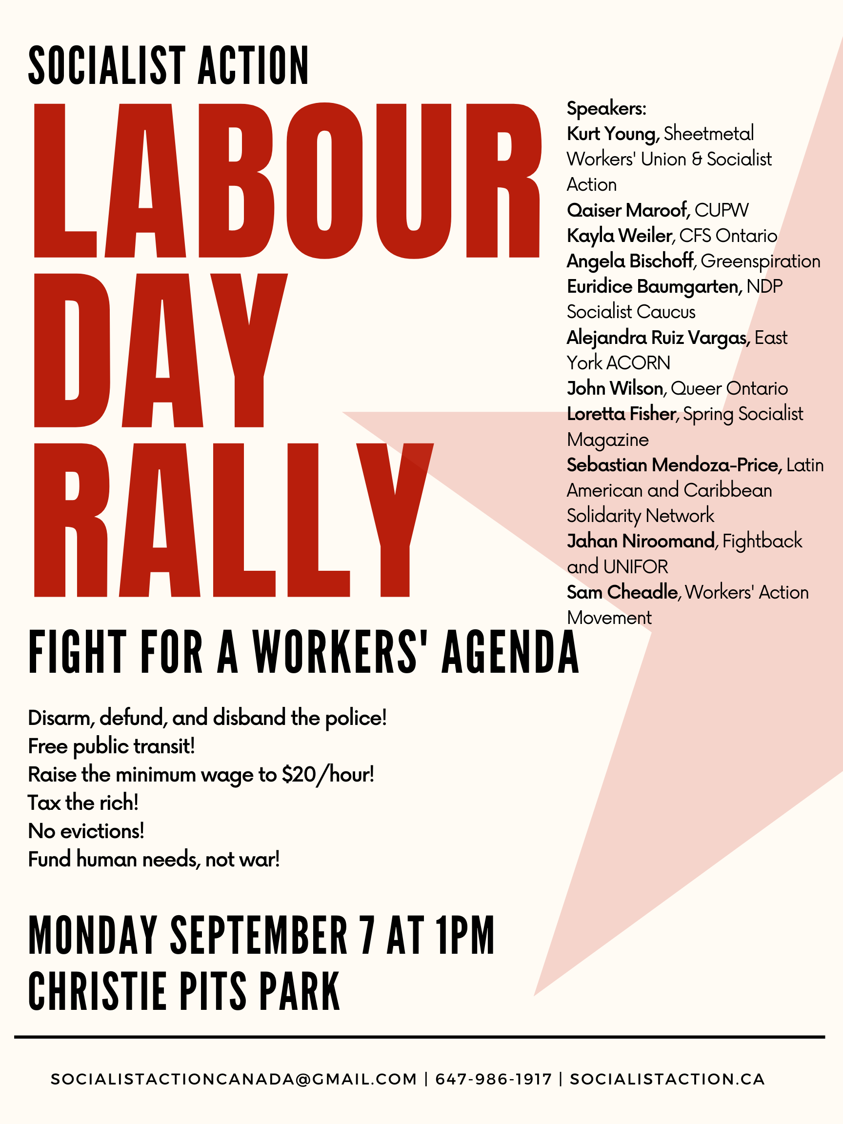 Labour Day Rally In Toronto | Socialist Action Canada